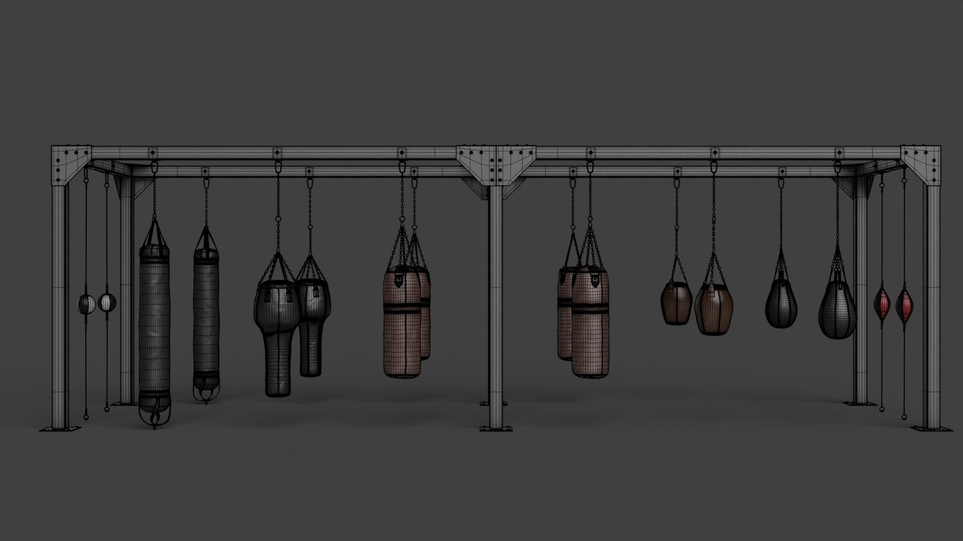 Metal Rack With Punching Bags 3D - TurboSquid 1930286