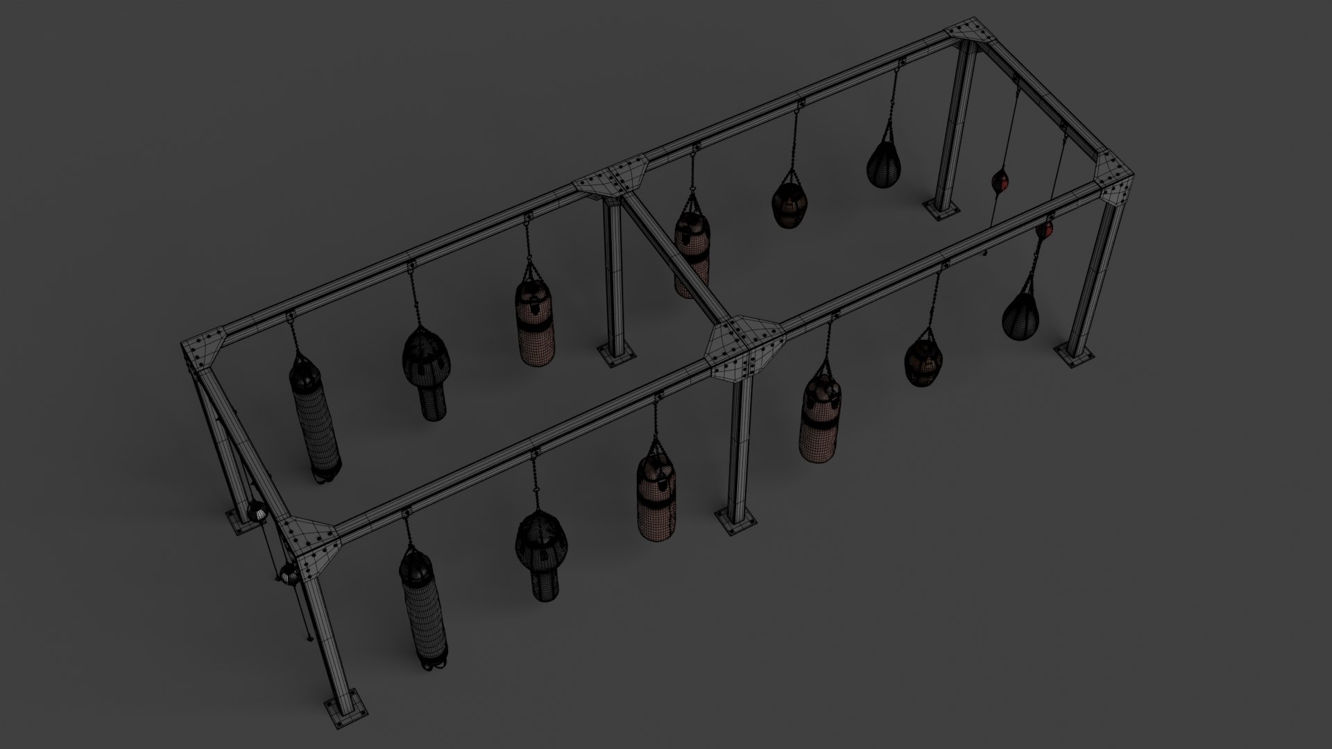 Metal Rack With Punching Bags 3D - TurboSquid 1930286