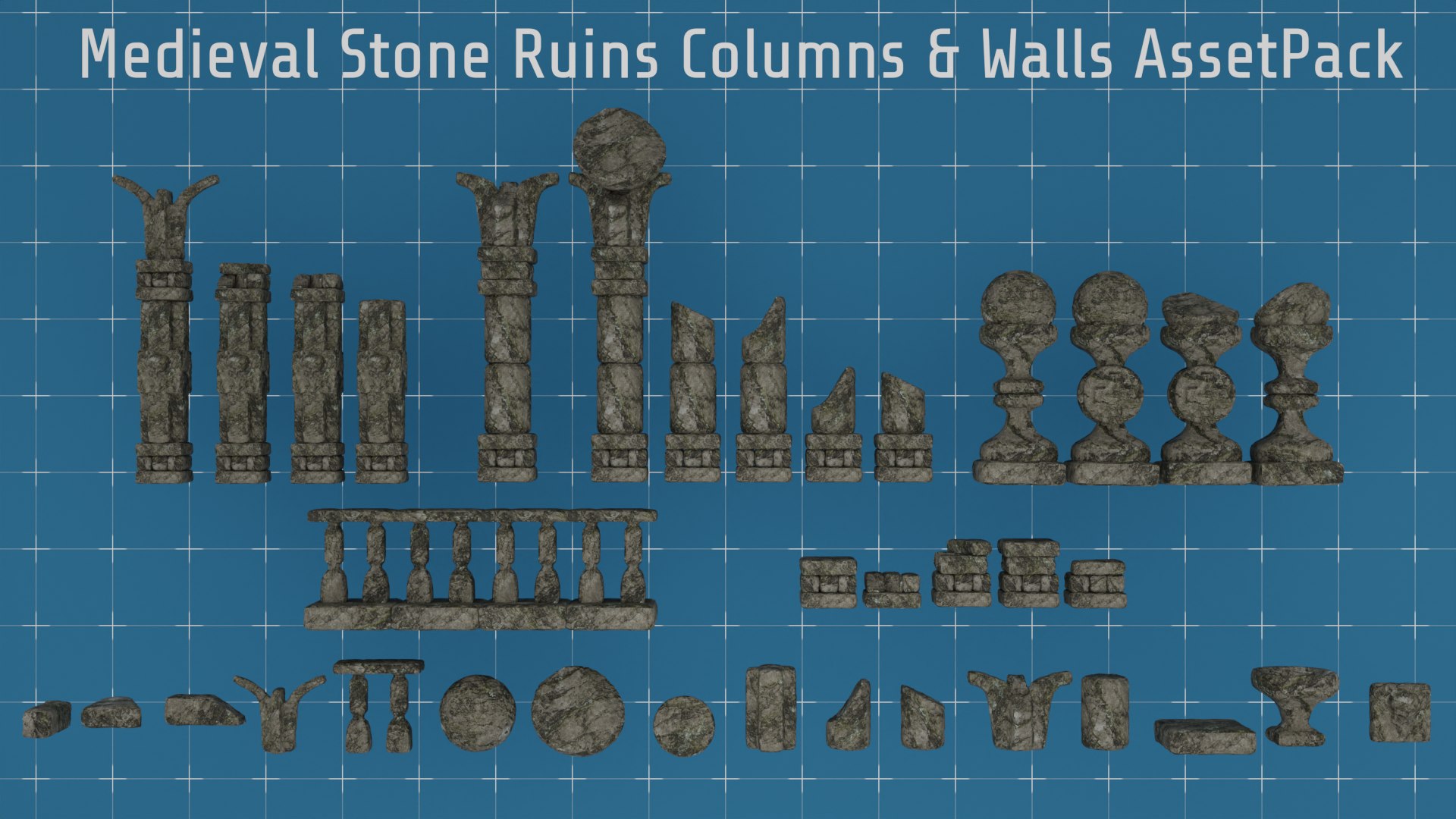 Medieval Stone Ruins Columns Modular Asset Pack Model - TurboSquid 2233735