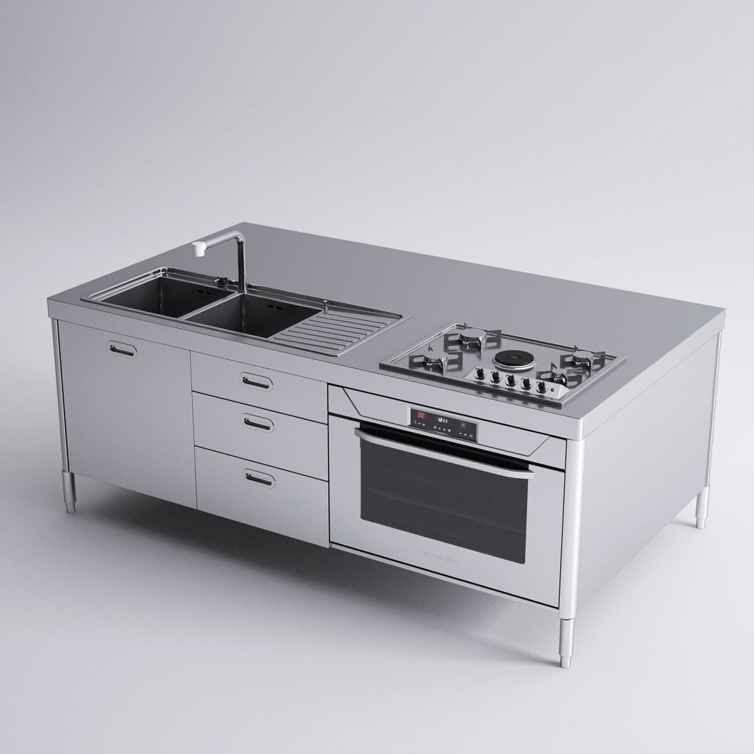 3d Model Alpes Inox Kitchen Island