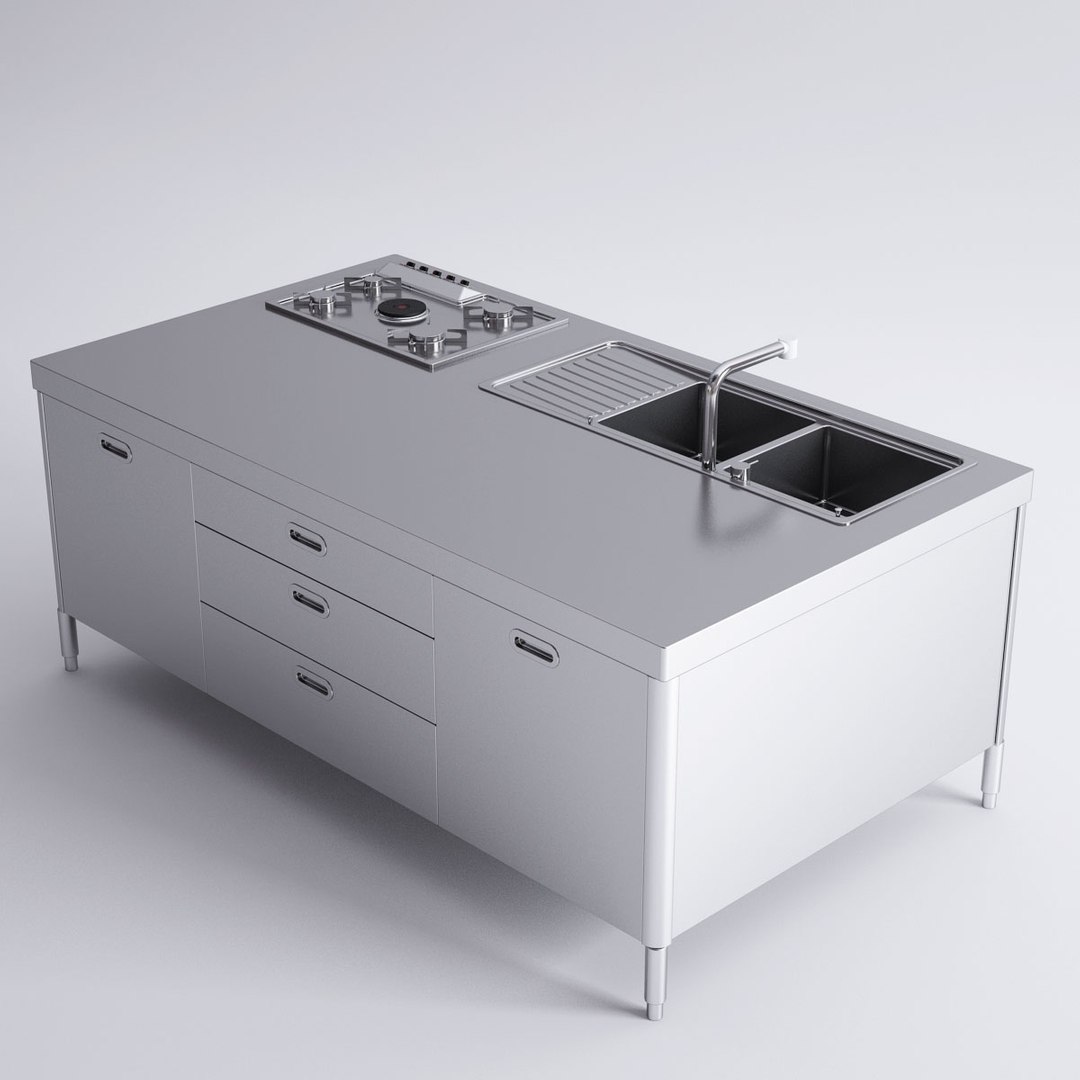 3d Model Alpes Inox Kitchen Island