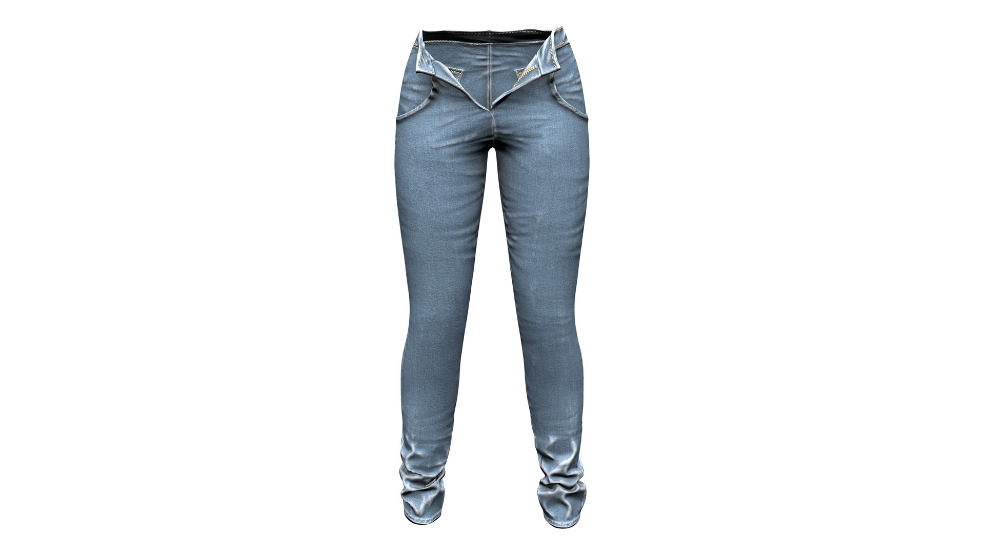 Open Front Jeans 3D Model - TurboSquid 1934706