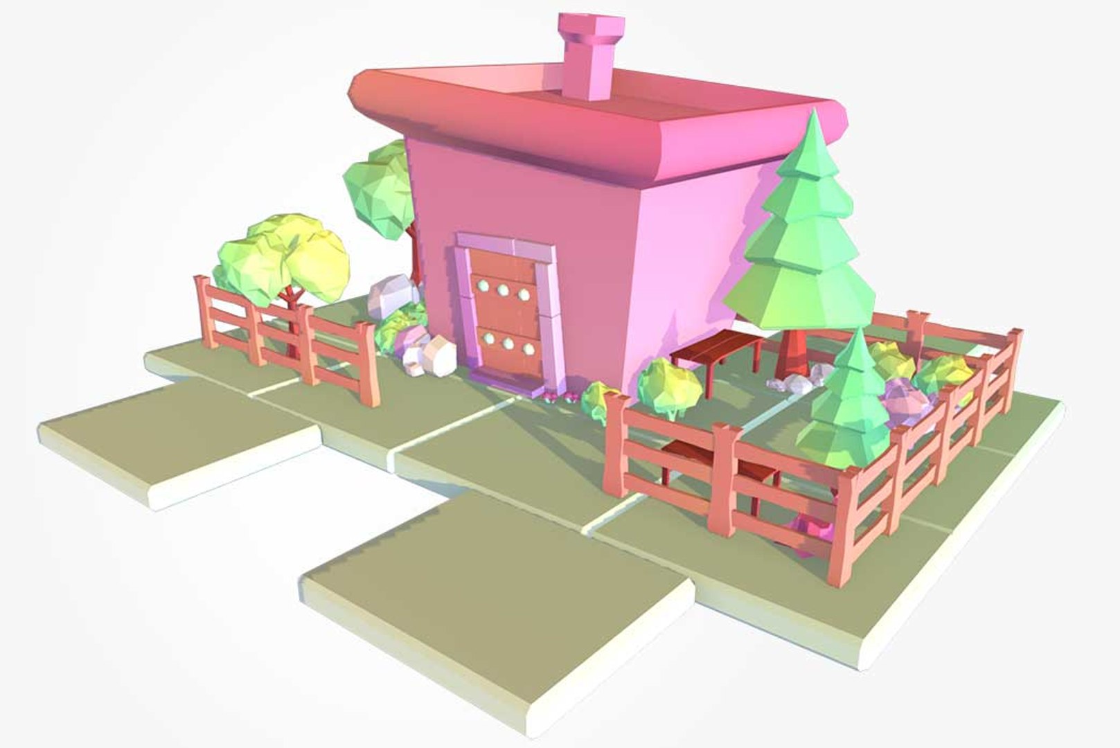 3D Low Poly Toon House - TurboSquid 2126692