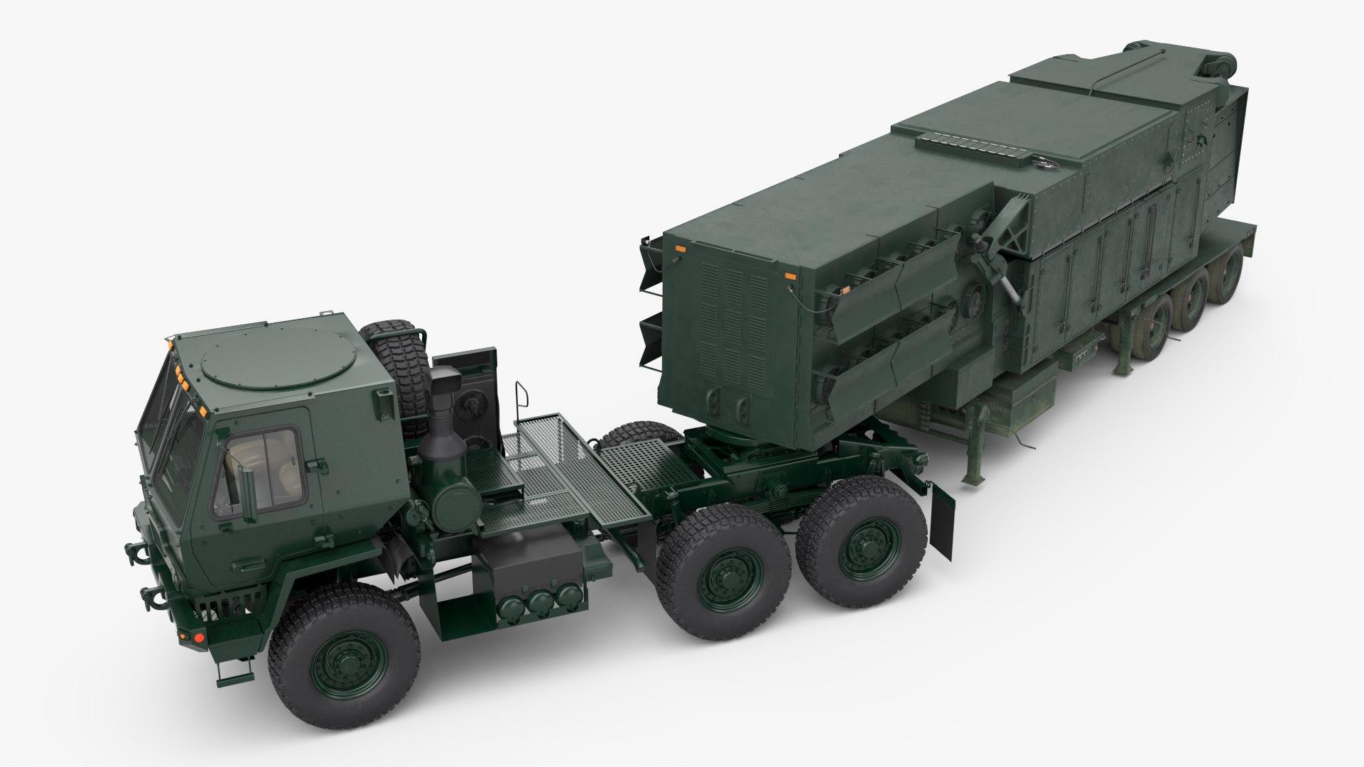 Military Radar Trailer With Heavy Truck Dark Green 3D - TurboSquid 2462851