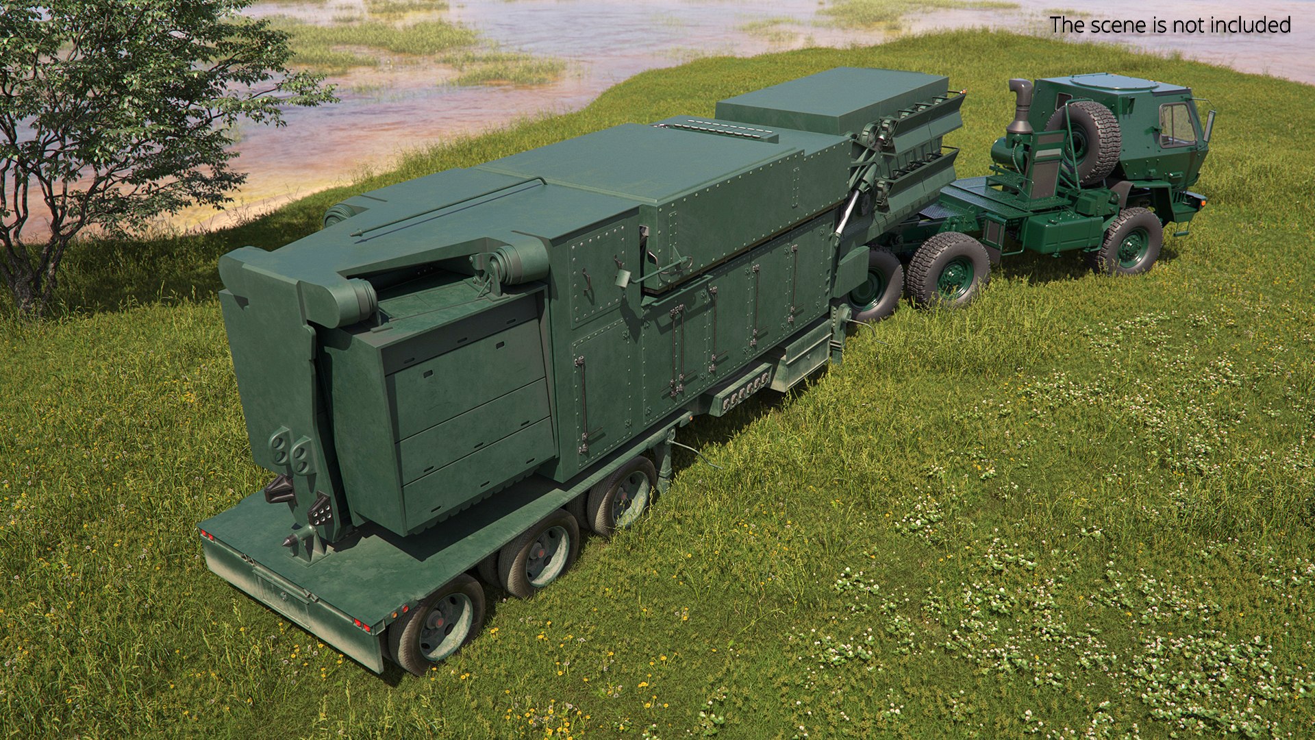 Military Radar Trailer With Heavy Truck Dark Green 3D - TurboSquid 2462851