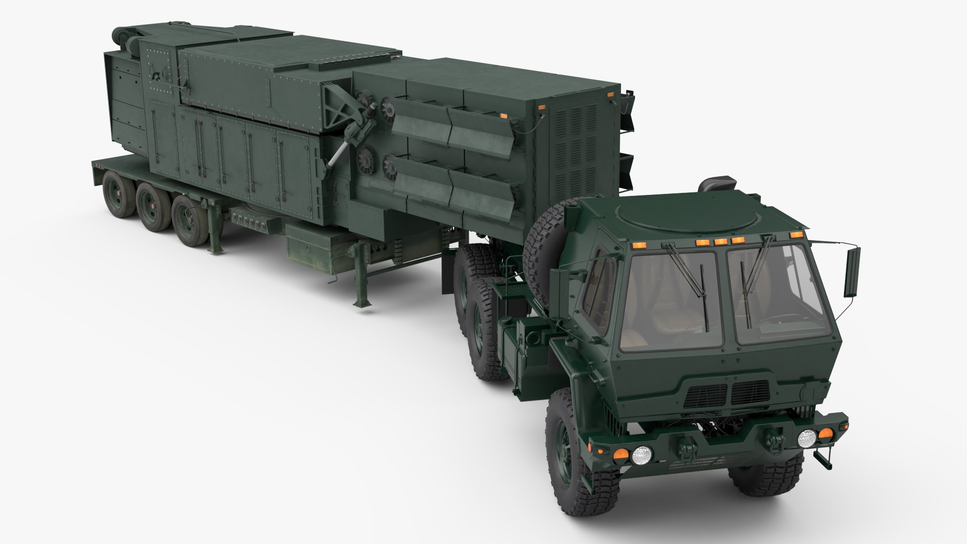 Military Radar Trailer With Heavy Truck Dark Green 3D - TurboSquid 2462851