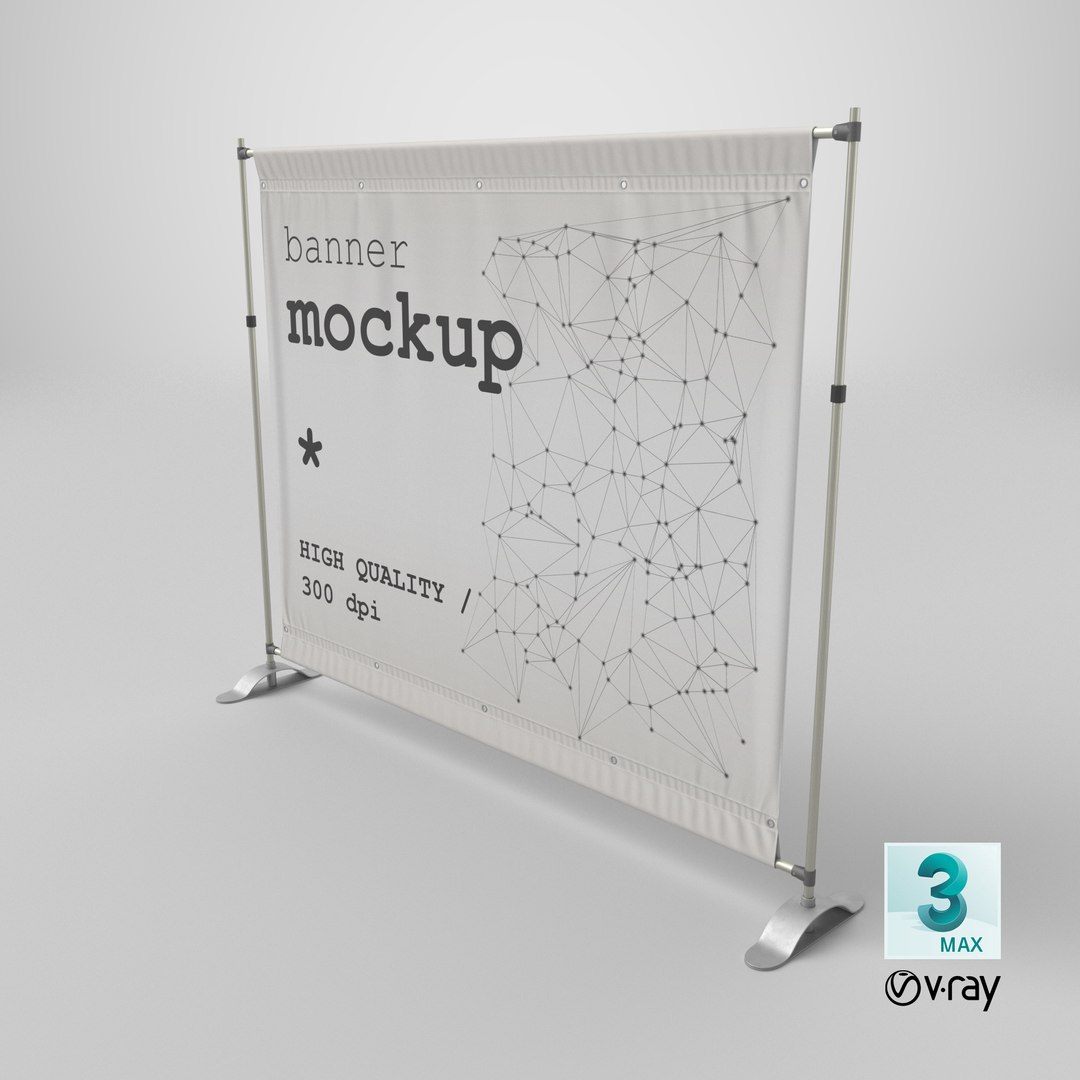 3D Mockup Exhibition Press Wall Banner Frame White - TurboSquid 2509388
