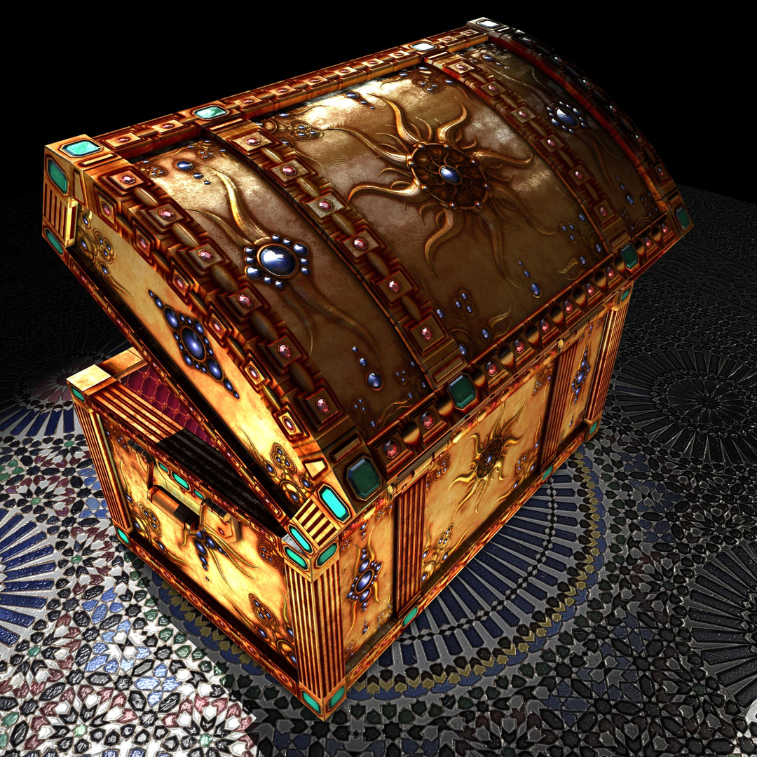treasure chest gemstones 3d model
