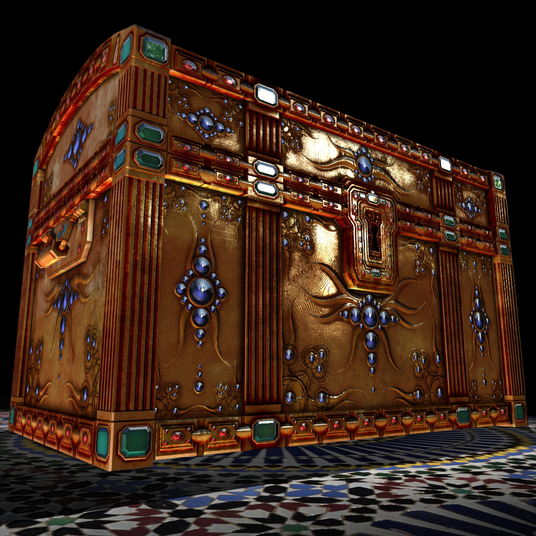 treasure chest gemstones 3d model