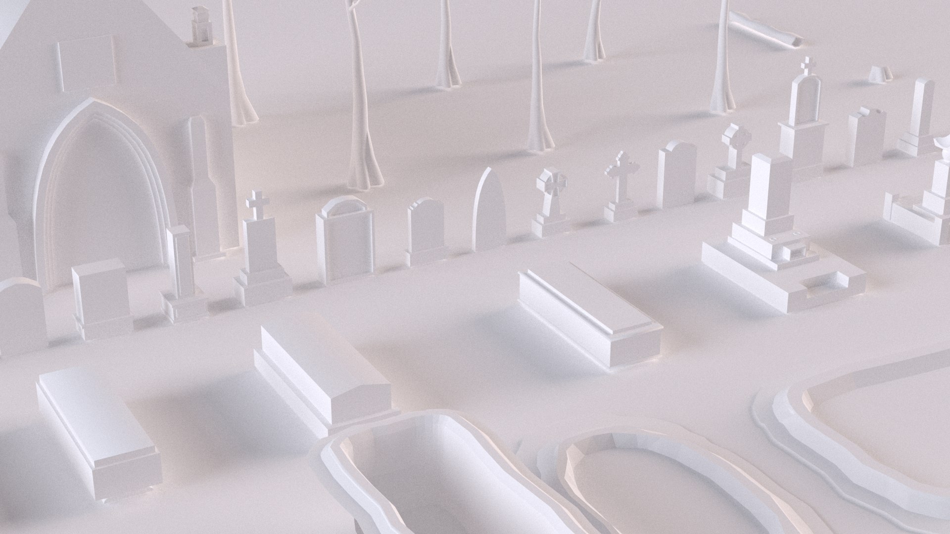 3D 43 Cemetery Model - TurboSquid 1678688