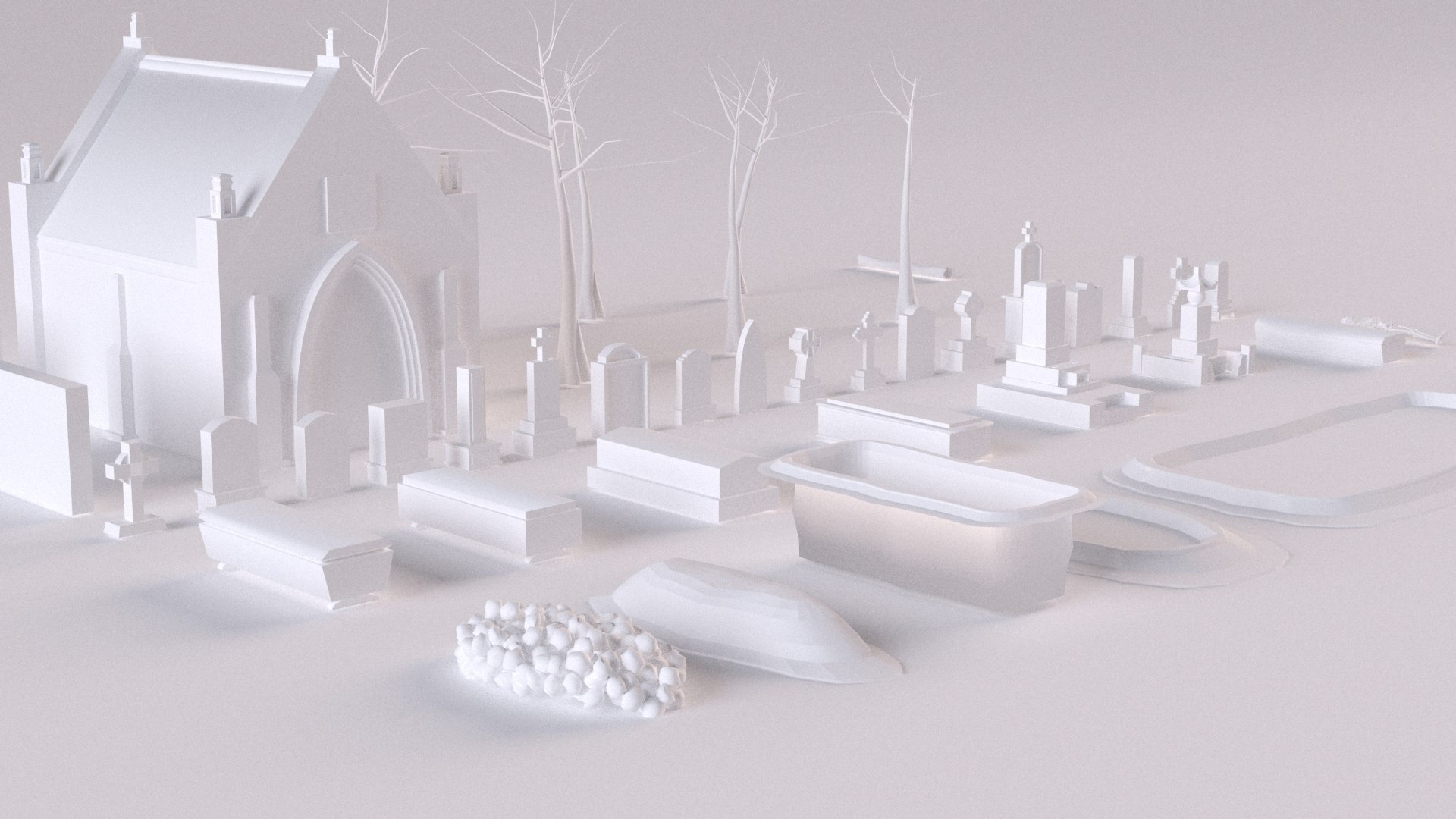 3D 43 Cemetery Model - TurboSquid 1678688