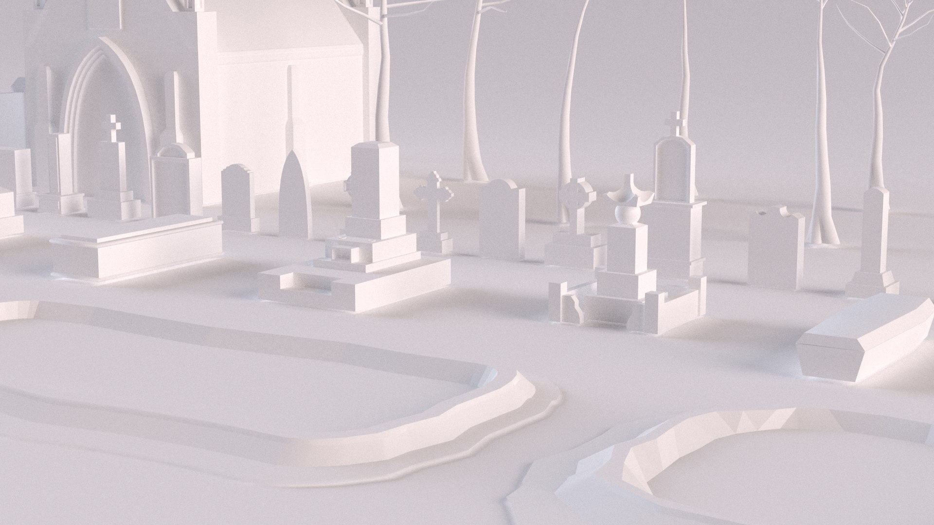 3D 43 Cemetery Model - TurboSquid 1678688