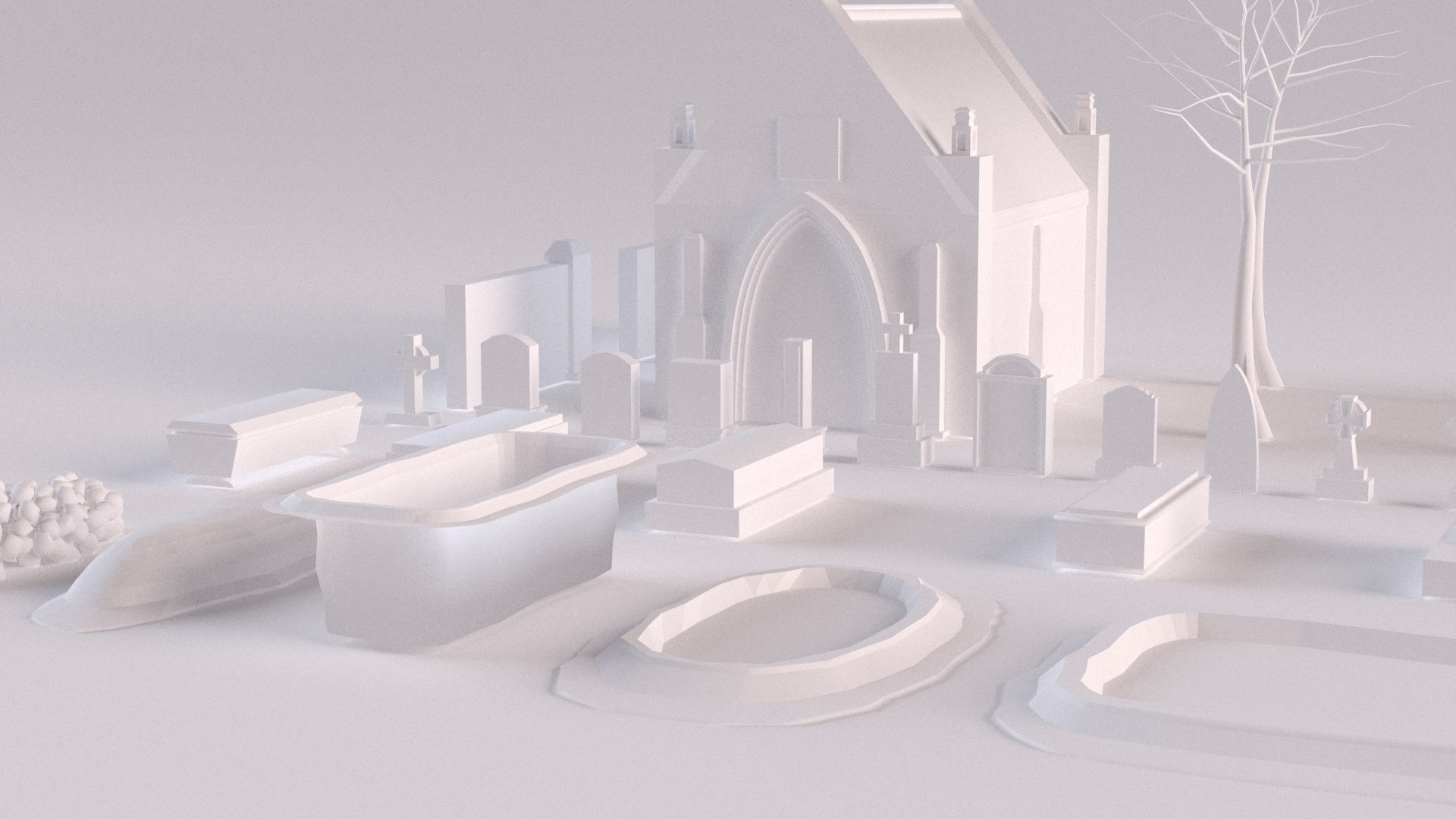 3D 43 Cemetery Model - TurboSquid 1678688