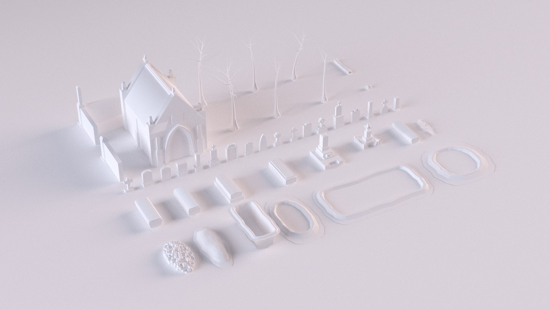 3D 43 Cemetery Model - TurboSquid 1678688