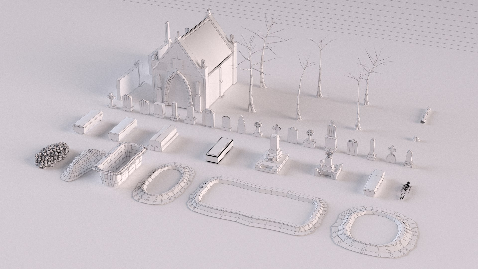 3D 43 Cemetery Model - TurboSquid 1678688