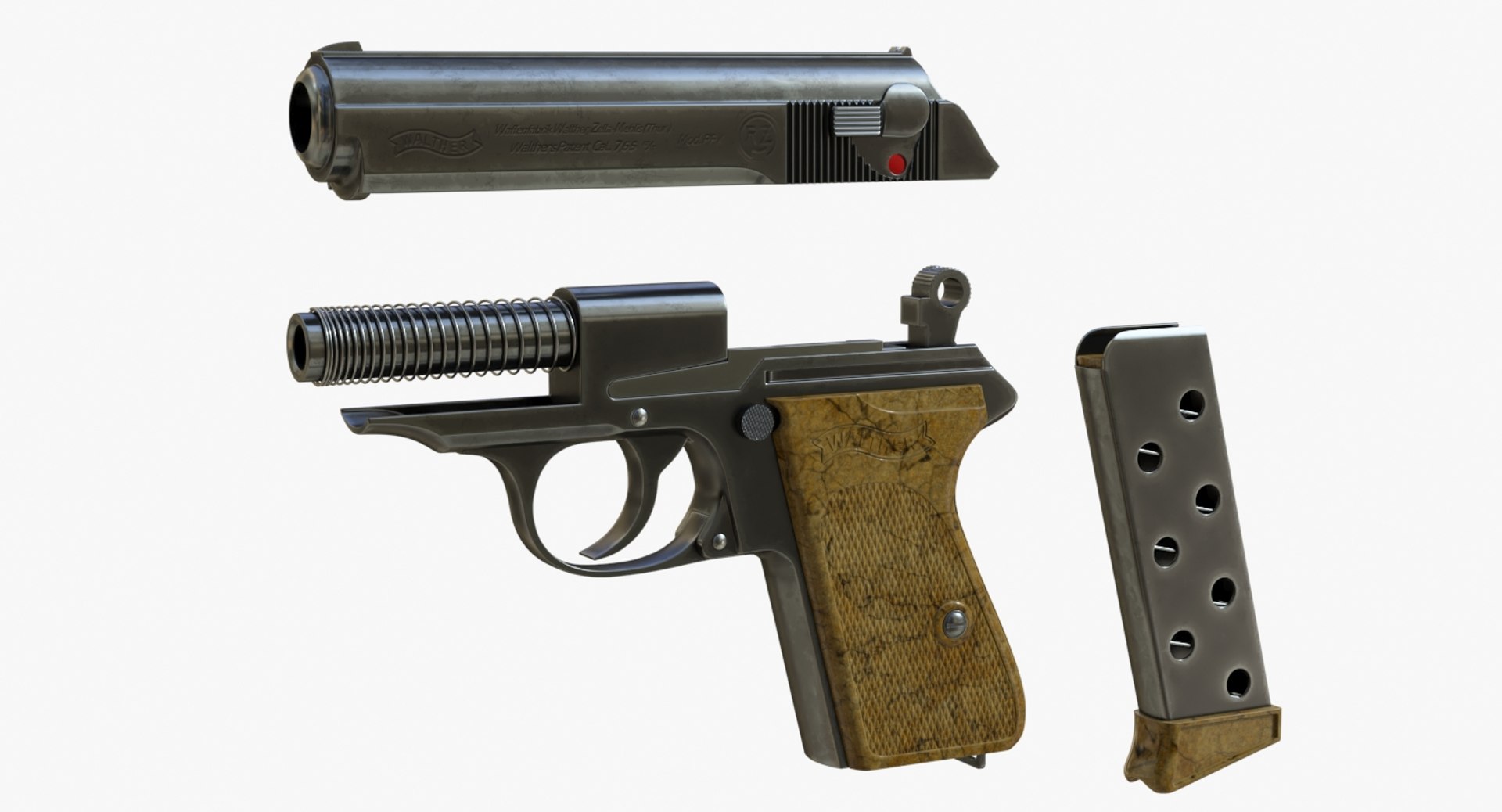 Realistic walther ppk 01 3D model - TurboSquid 1542901