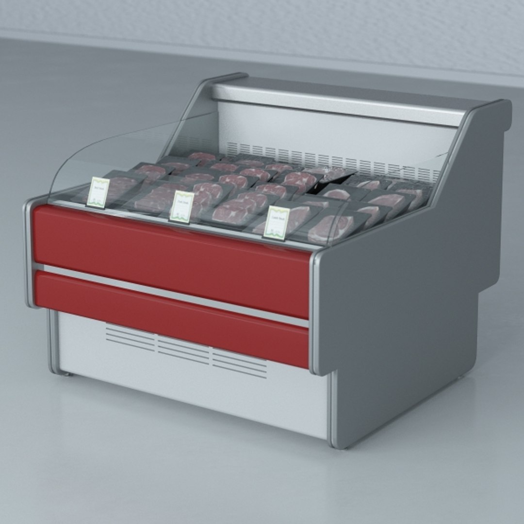 Custom Refrigerated Showcase Meat 3d Model