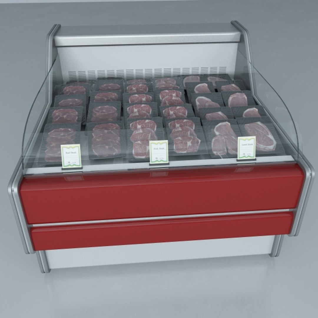 Custom Refrigerated Showcase Meat 3d Model