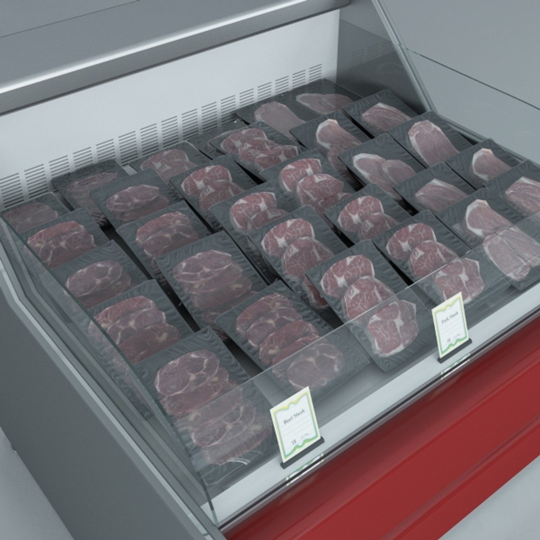 Custom Refrigerated Showcase Meat 3d Model