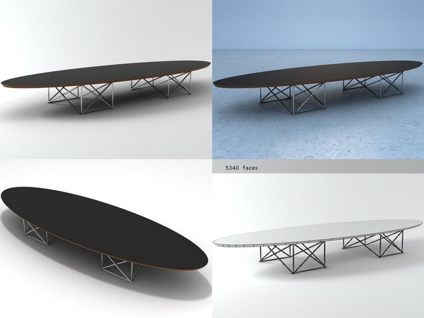 Elliptical table 3D - TurboSquid 1184930