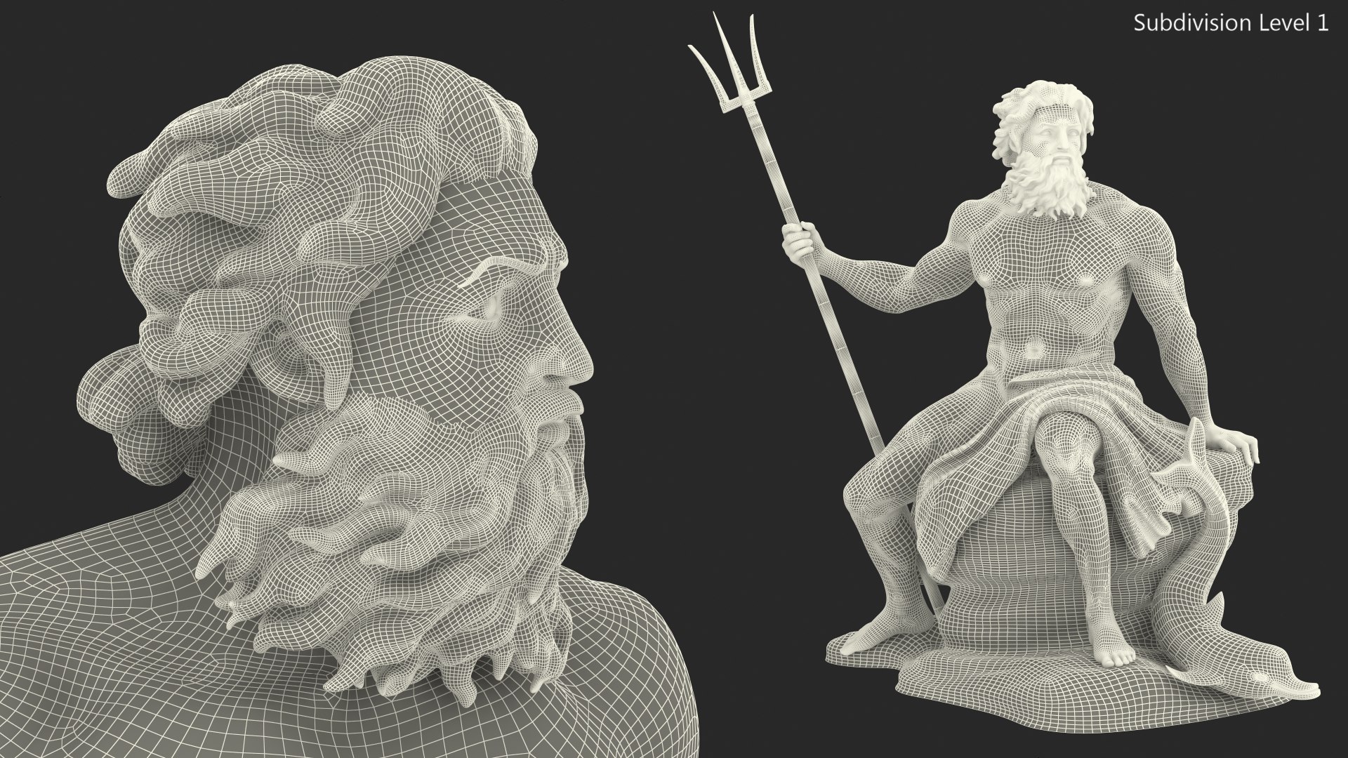 Antique Poseidon Marble Statue 3D model - TurboSquid 1770123