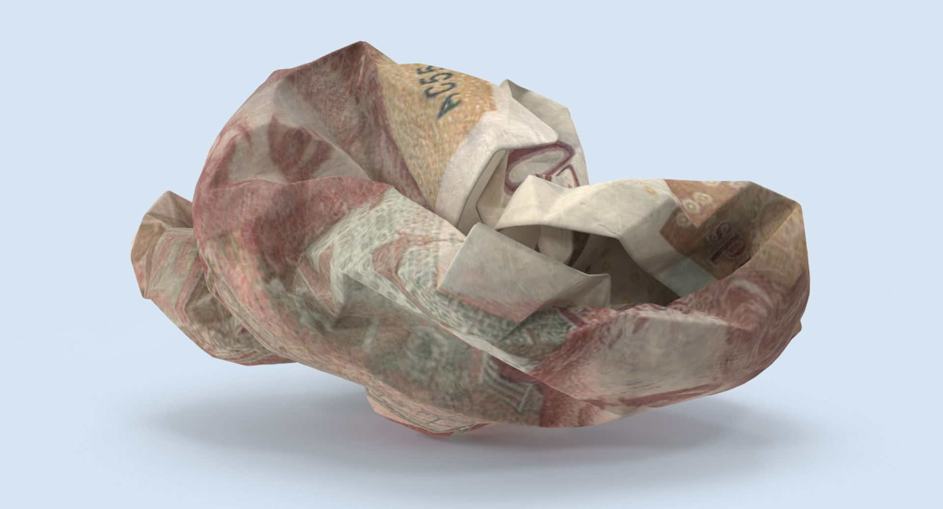 3d 50 Pound Note Crumpled Model