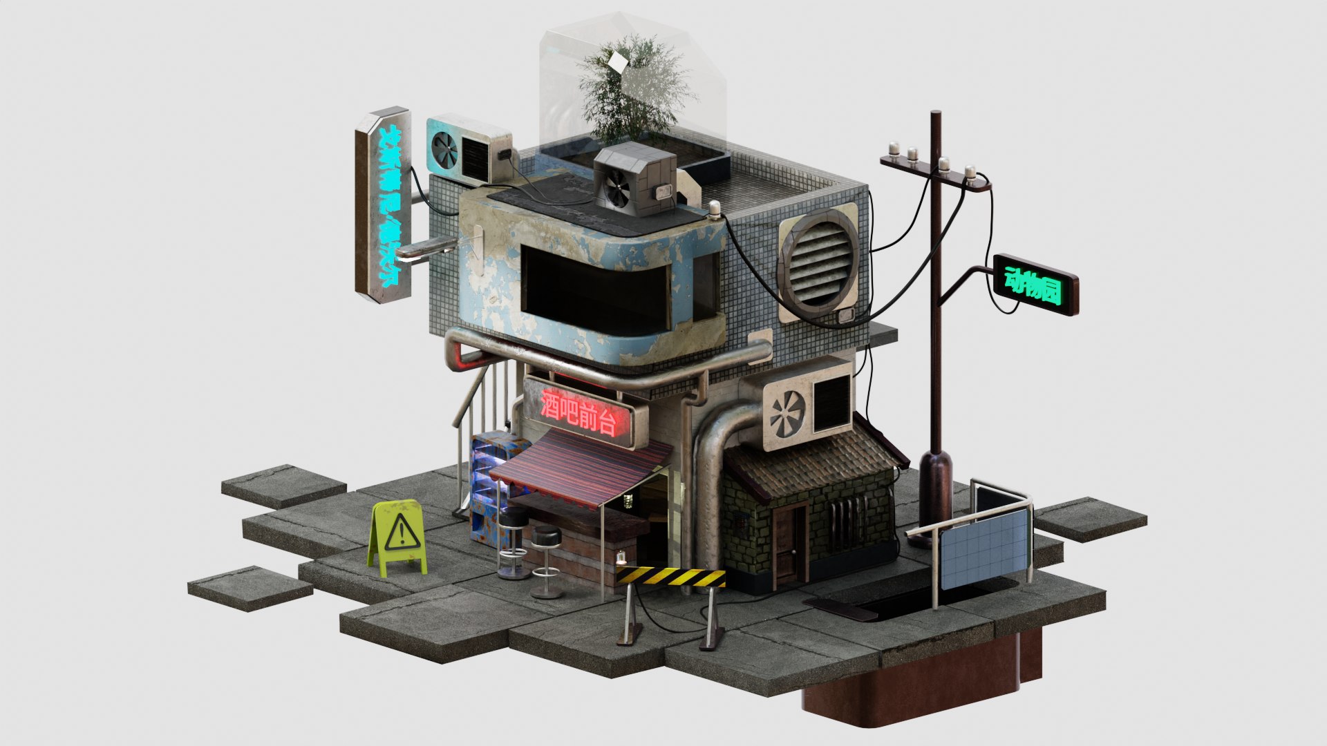 Cyberpunk House 3D Model - TurboSquid 2237569