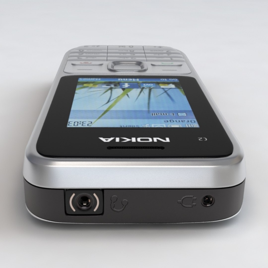 3d Nokia C2-01 White-silver Cell Phone Model