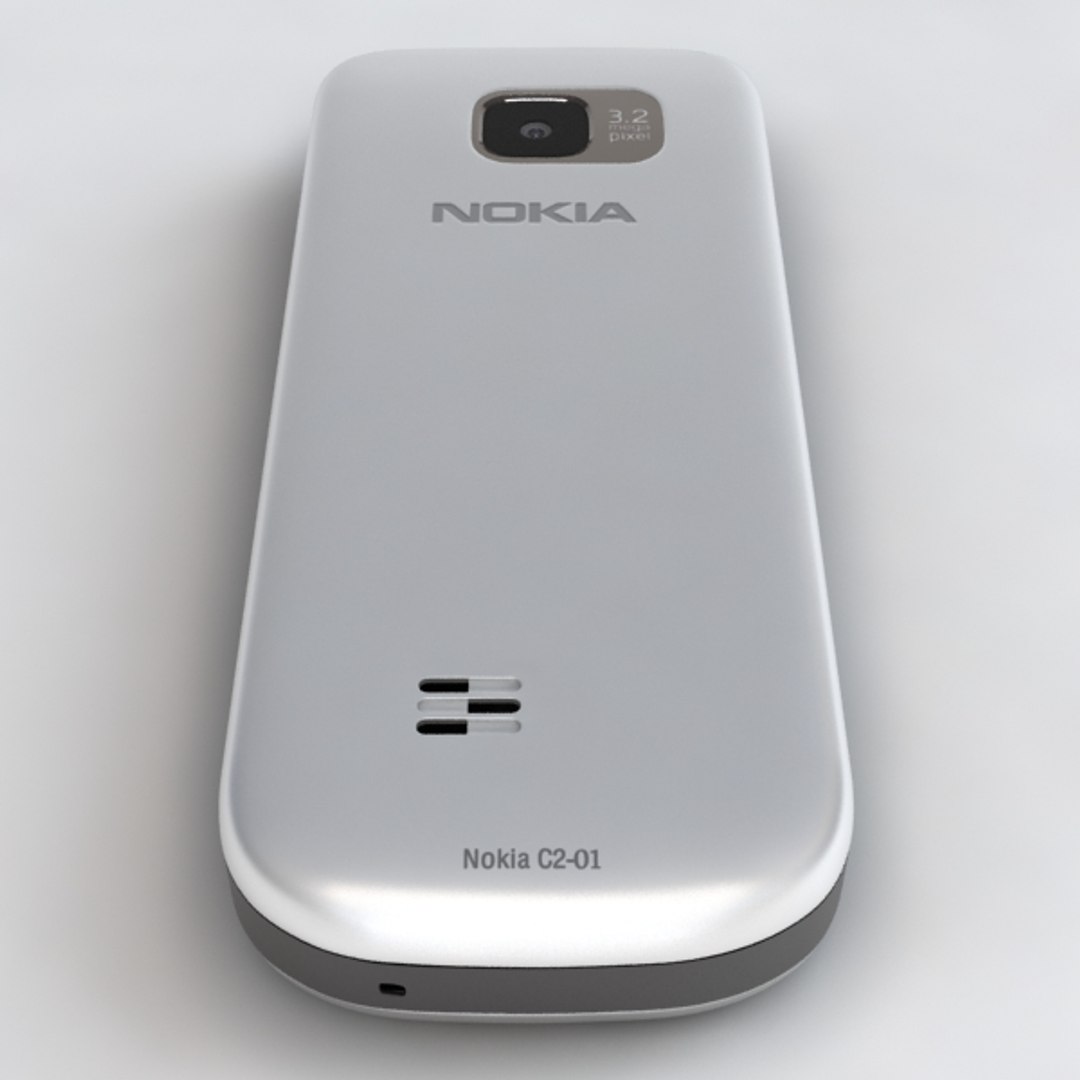 3d Nokia C2-01 White-silver Cell Phone Model