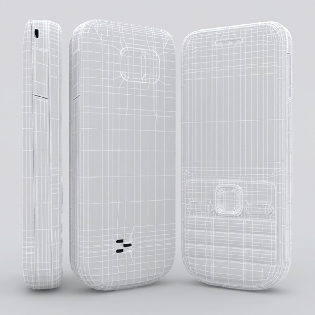 3d Nokia C2-01 White-silver Cell Phone Model