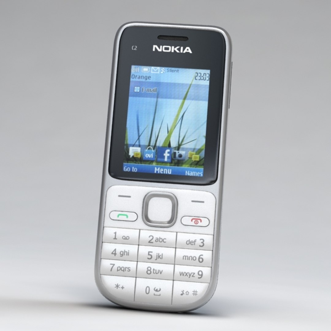 3d Nokia C2-01 White-silver Cell Phone Model