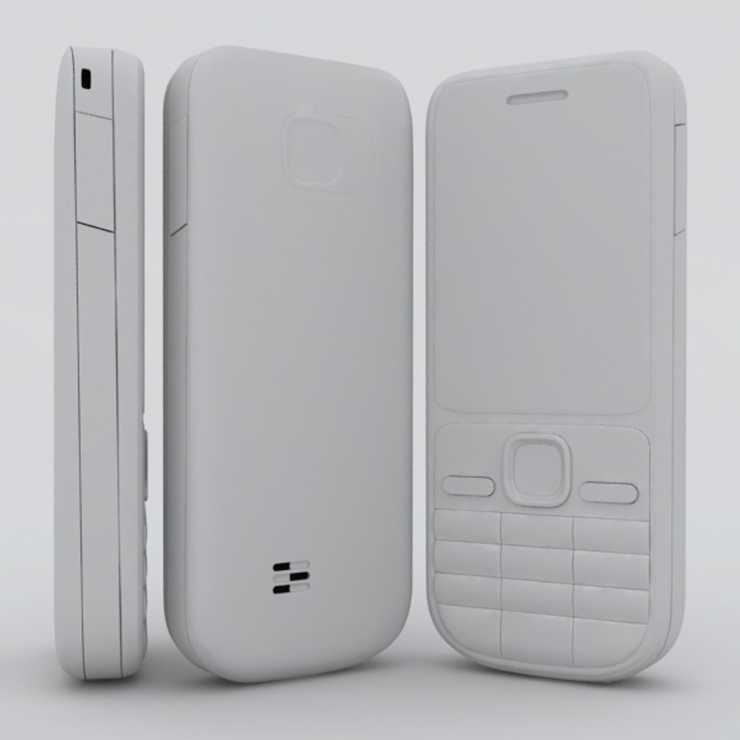 3d Nokia C2-01 White-silver Cell Phone Model