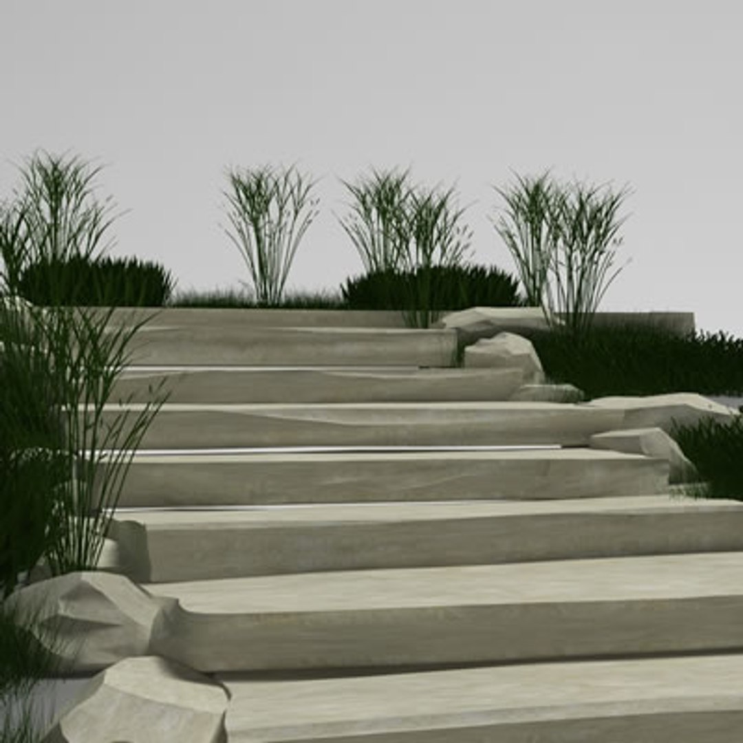 natural stone stair 3d model