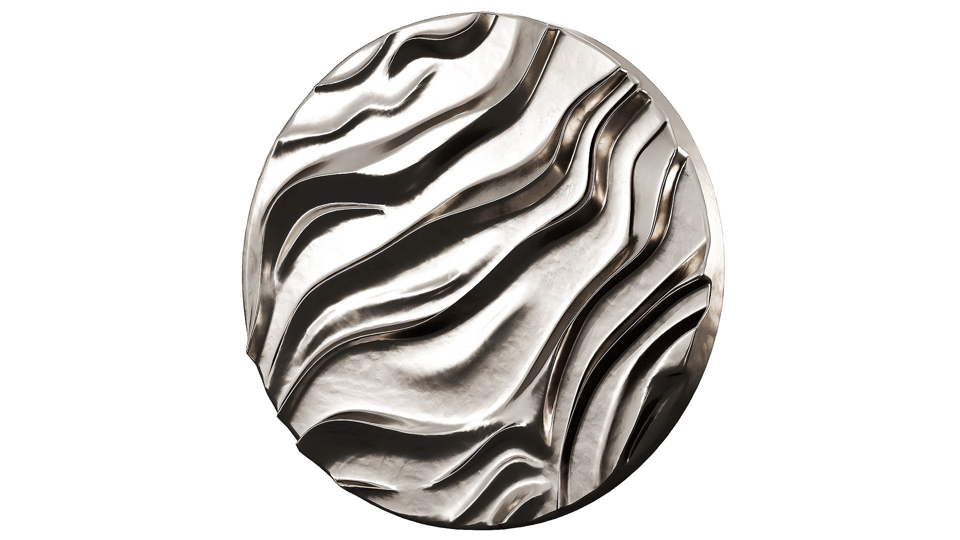 3D Wall Relief Art Wavy Folded Round Decor - TurboSquid 2351995