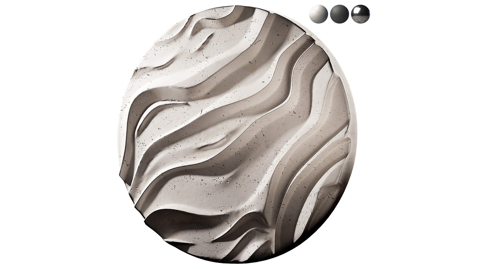 3D Wall Relief Art Wavy Folded Round Decor - TurboSquid 2351995