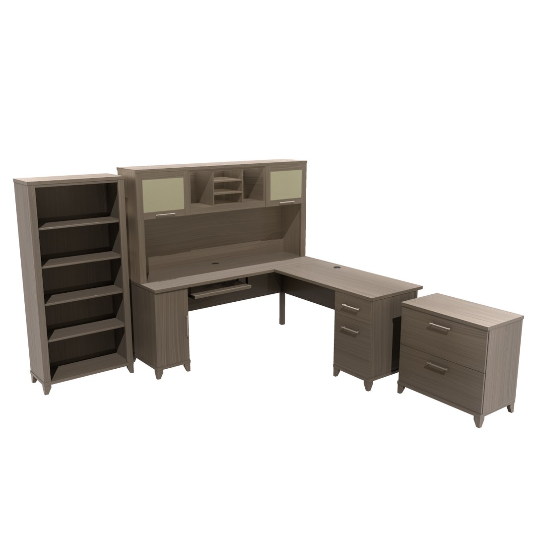Somerset L-Shaped Desk and Hutch 3D model - TurboSquid 1994921