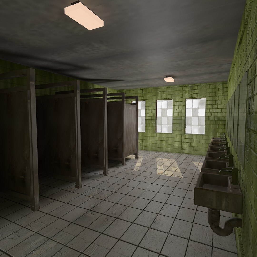 3d old public toilet building exterior