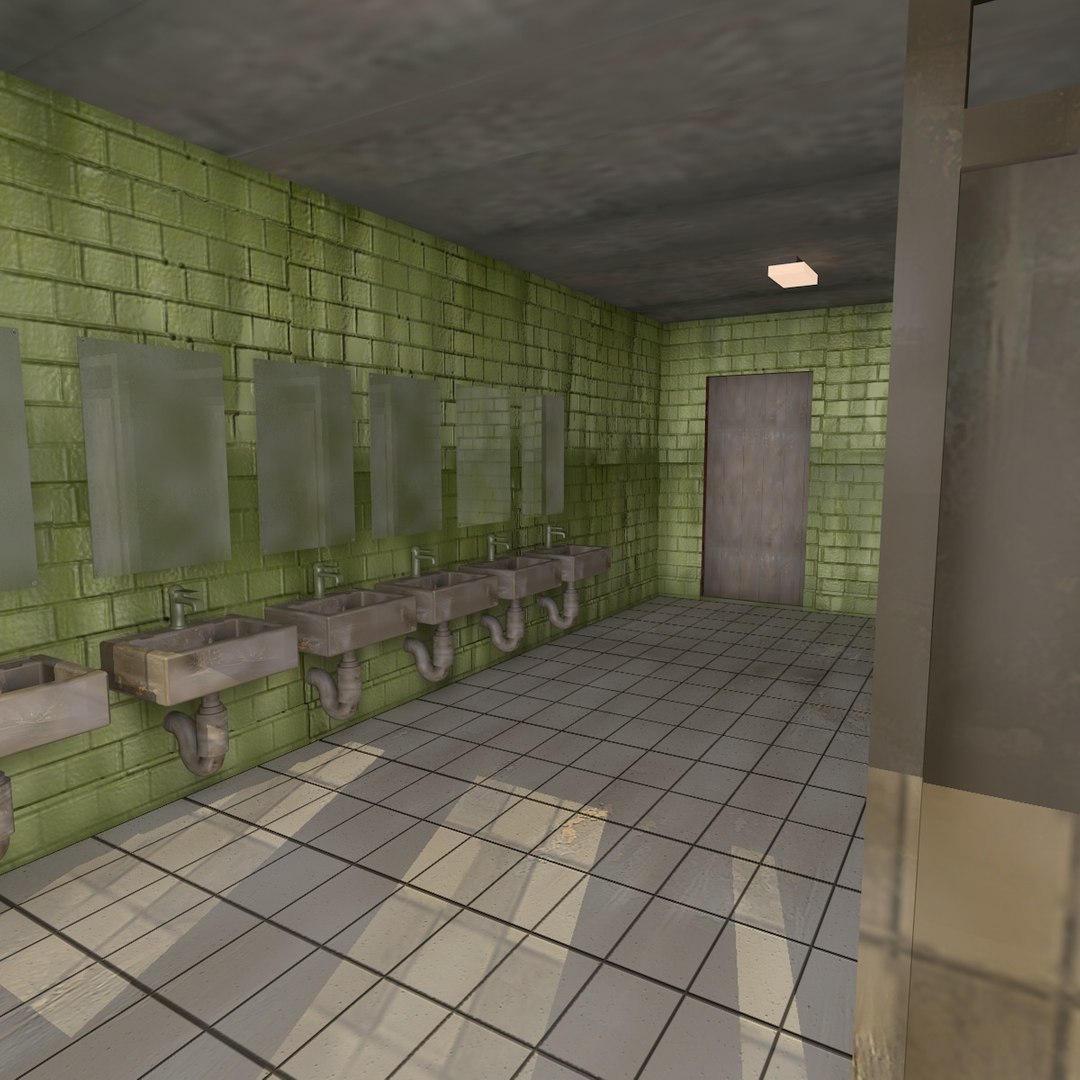 3d old public toilet building exterior