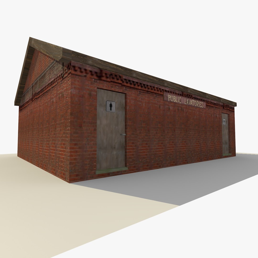 3d old public toilet building exterior