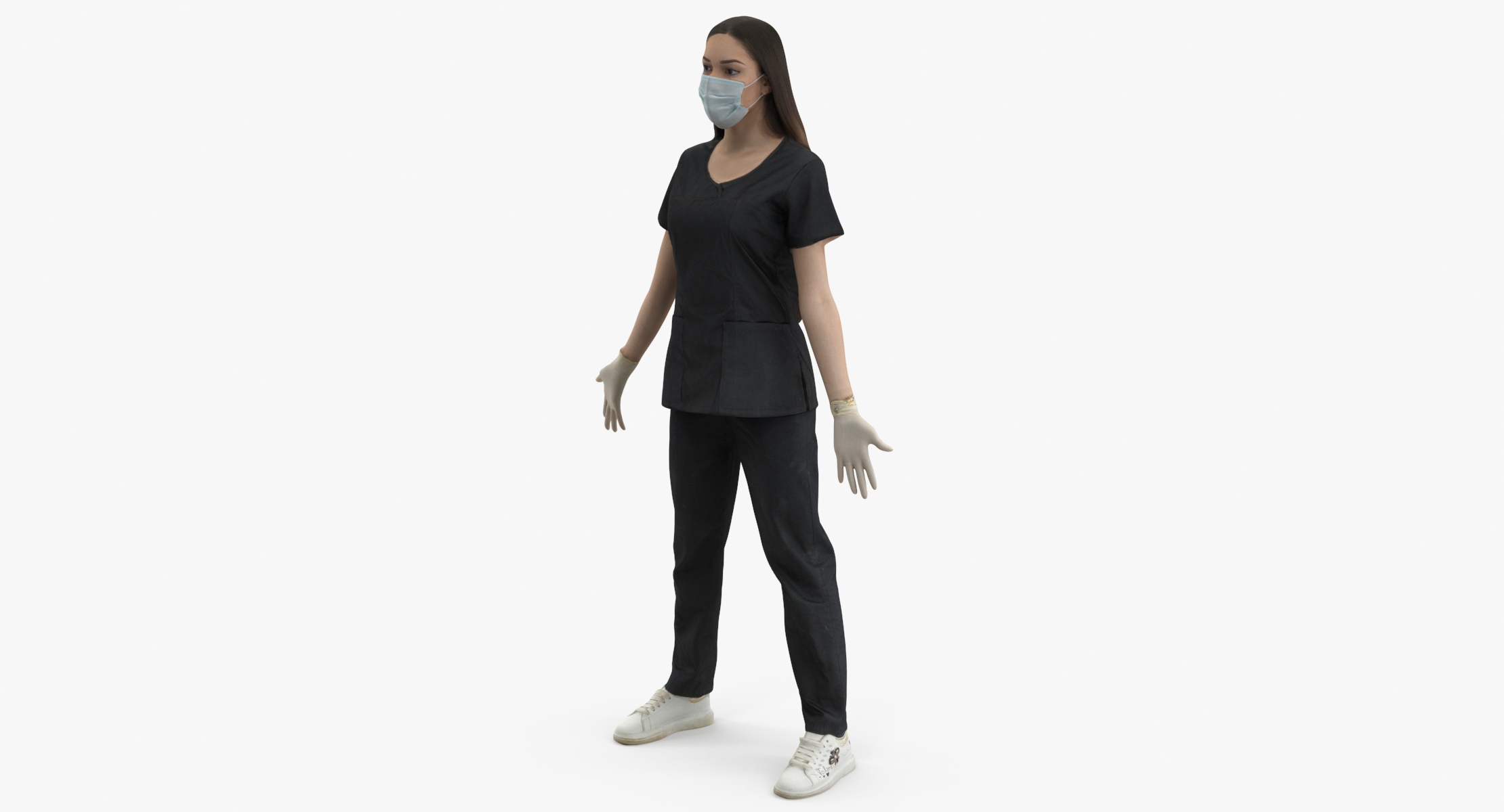 Elizabeth Uniform Medical 01 A Pose Black3Dモデル - TurboSquid 1903589