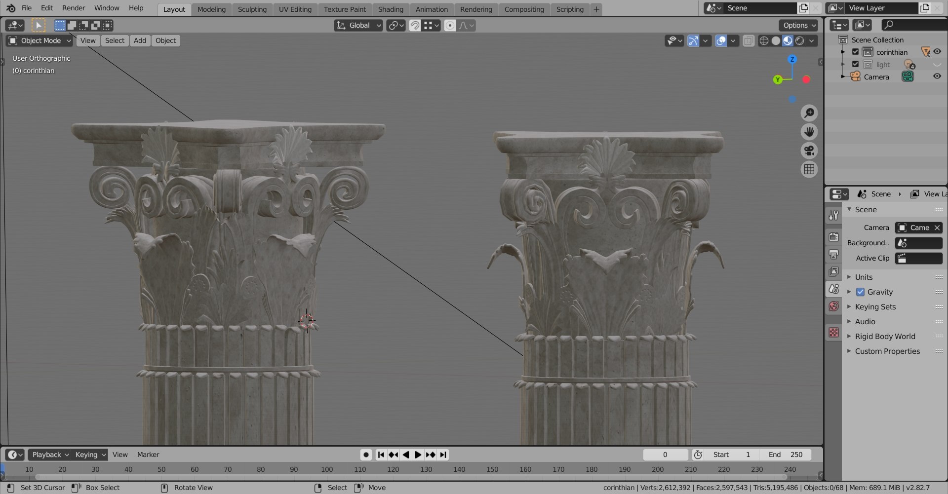 Corinthian Column Classical Architecture 3D Model - TurboSquid 1537719