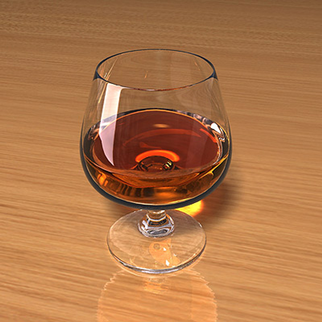 3d model of brandy glass liquid scenes