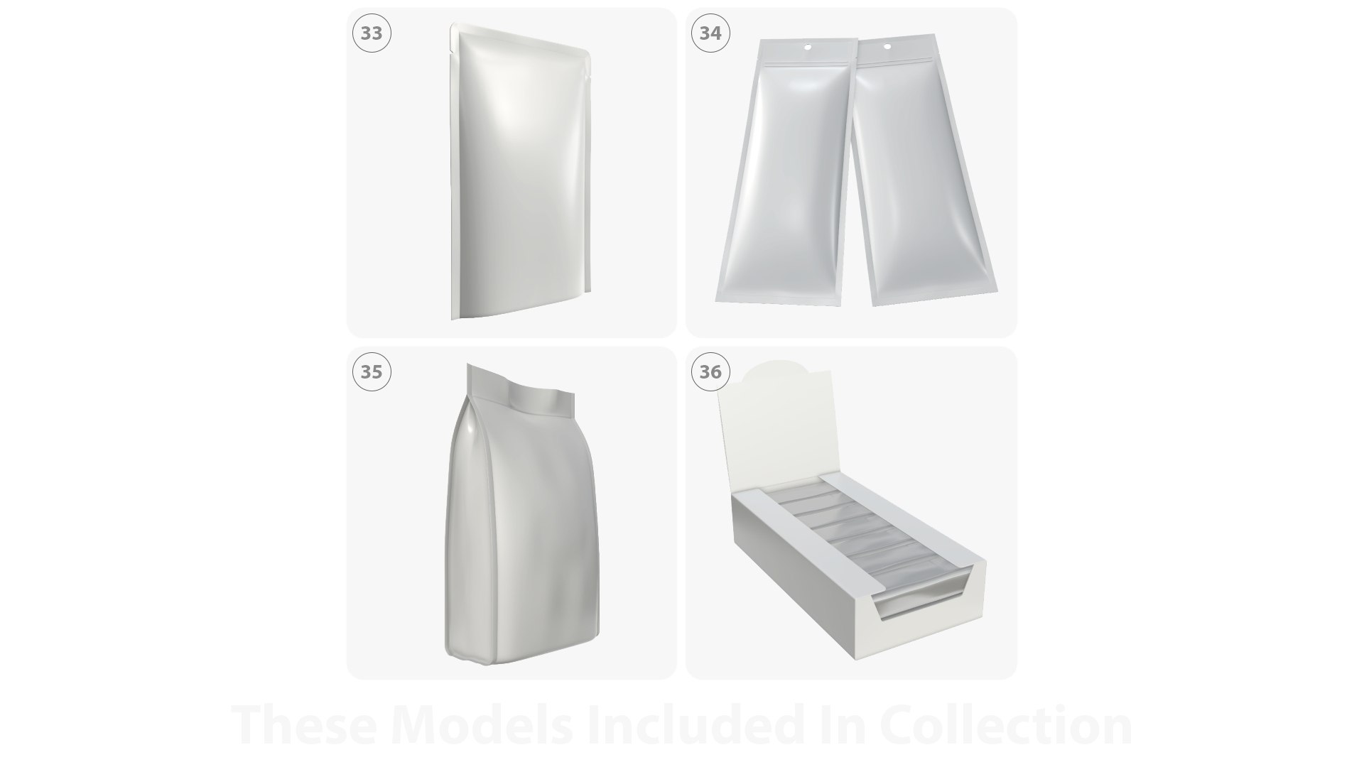 3D Food Pouch Bags Packages And Cans Mock-up Collection - TurboSquid ...