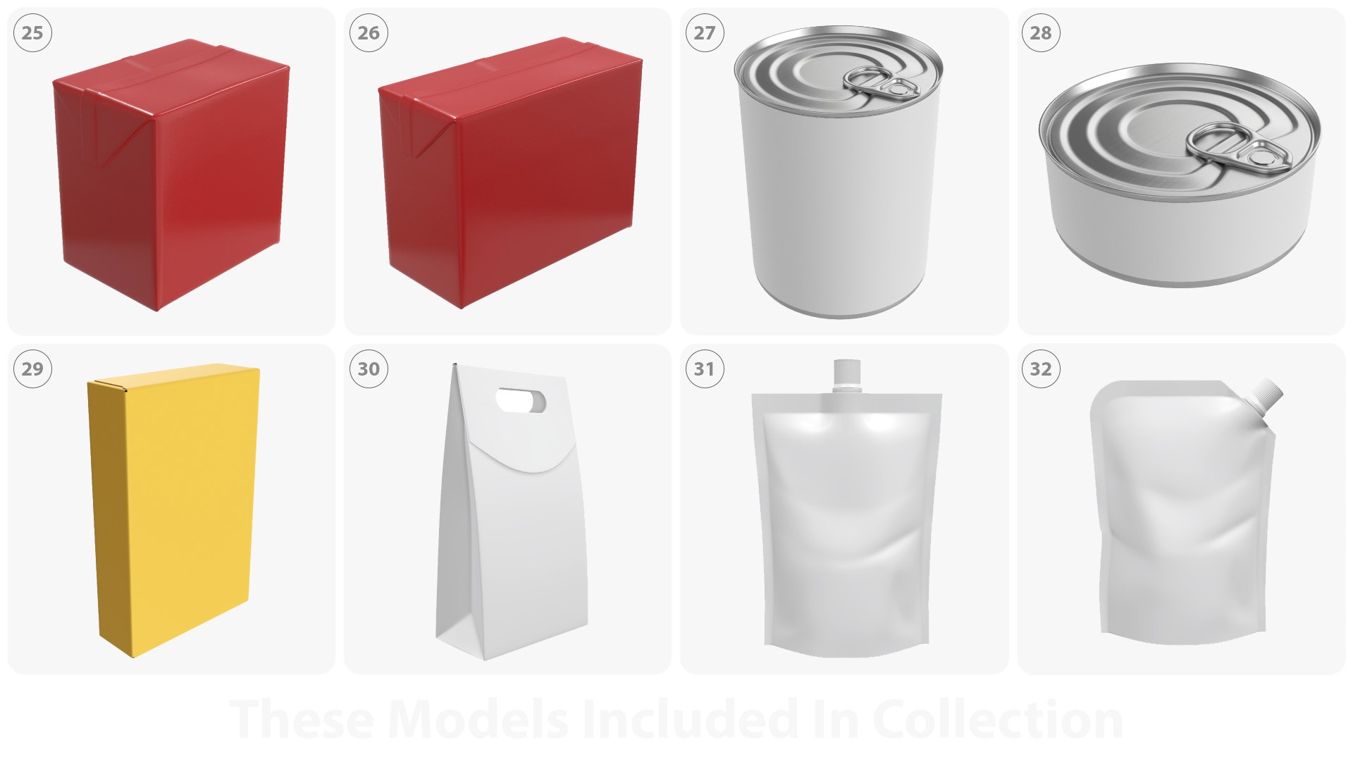 3D Food Pouch Bags Packages And Cans Mock-up Collection - TurboSquid ...