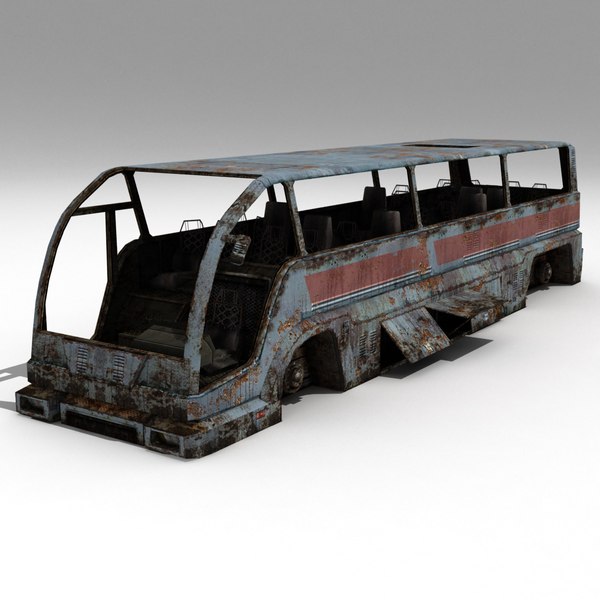 3d model wrecked bus