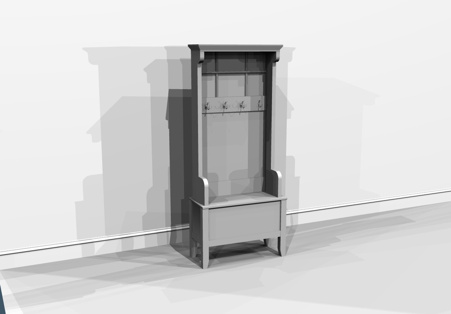 interior hall tree 3d obj