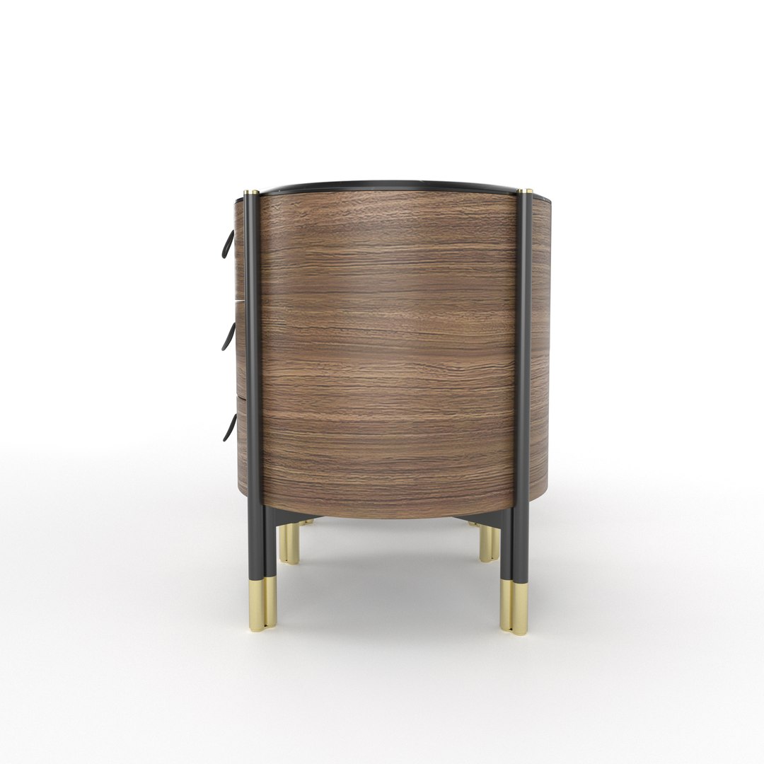 Nightstand Porada BAYUS TONDO 3 Bedside Table With Drawers 3D Model ...