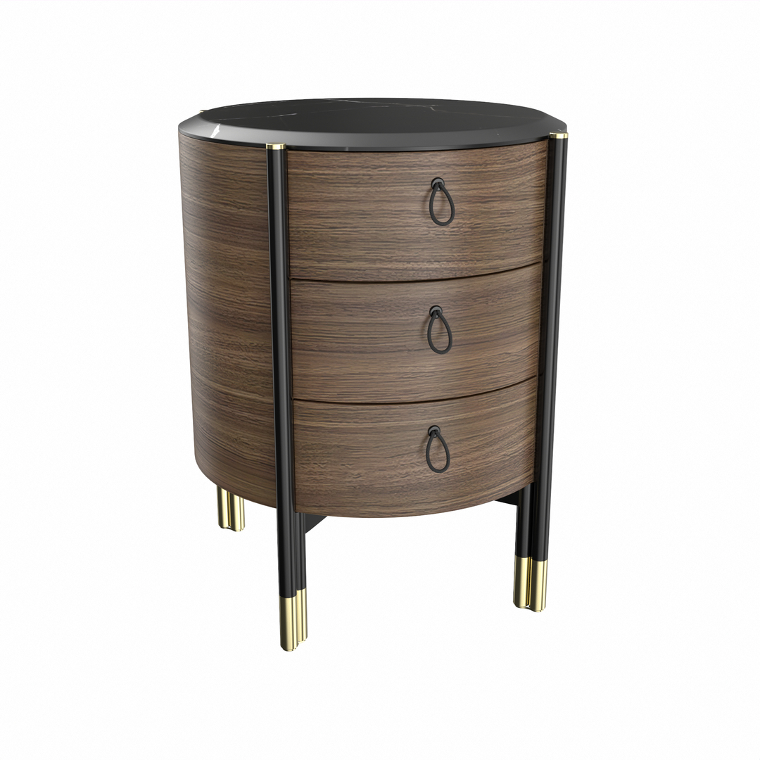 Nightstand Porada BAYUS TONDO 3 Bedside Table With Drawers 3D Model ...