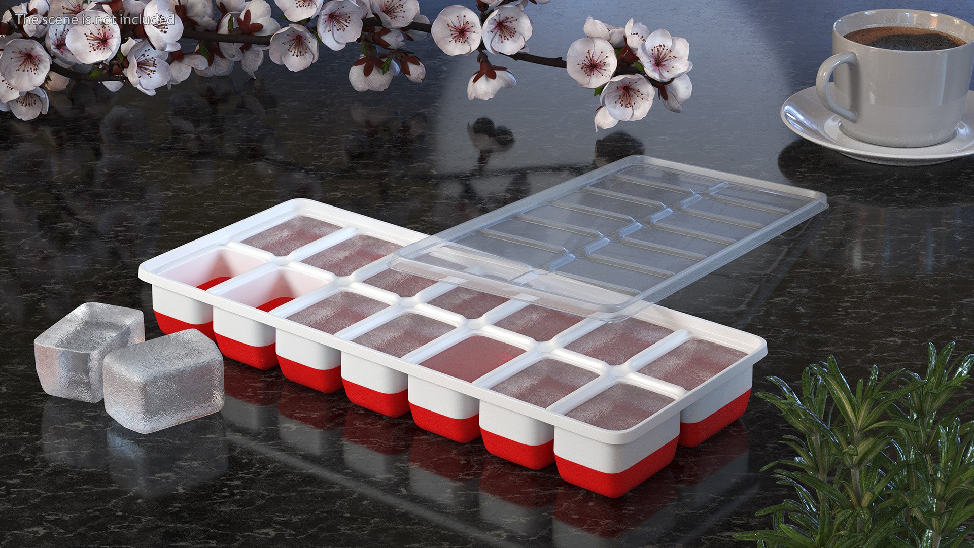 3D Full Ice Tray With Cover Red - TurboSquid 2079683