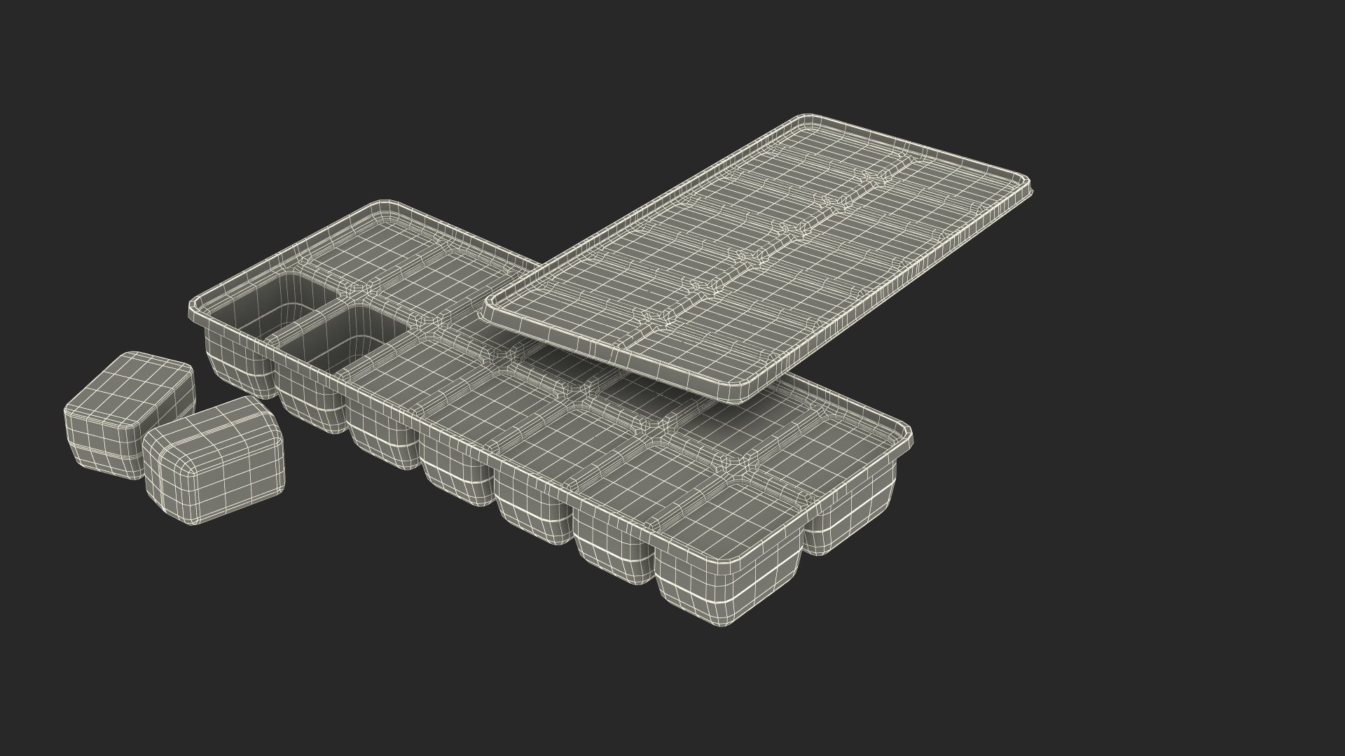 3D Full Ice Tray With Cover Red - TurboSquid 2079683